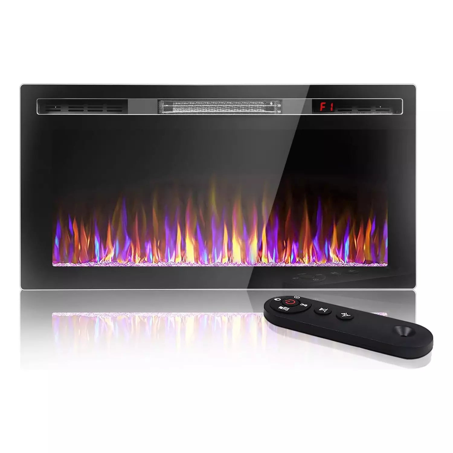 BOSSIN Ultra-Thin Silence Linear Mirrored Electric Fireplace
