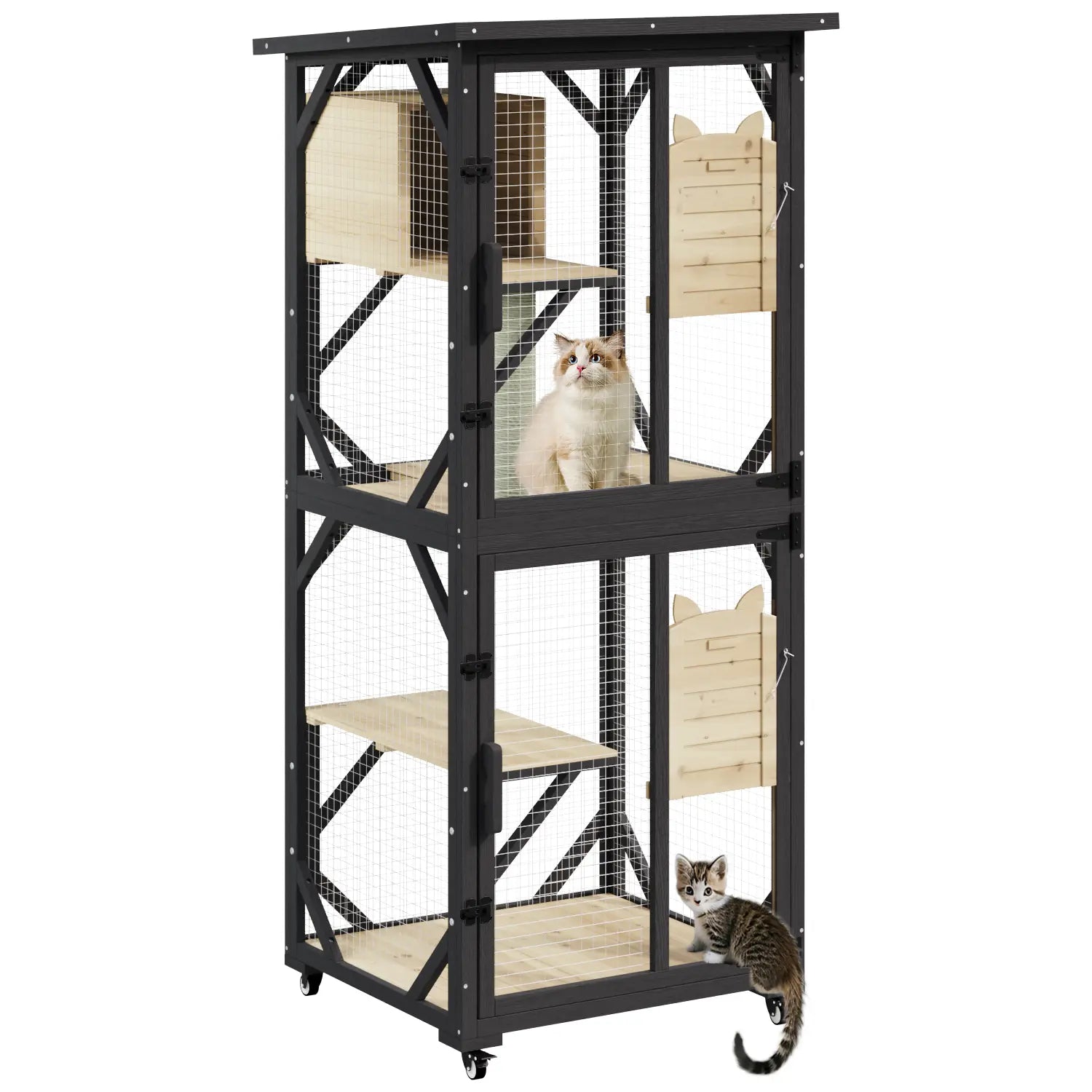 VITESSE Double Layer Mobile Cat Cages